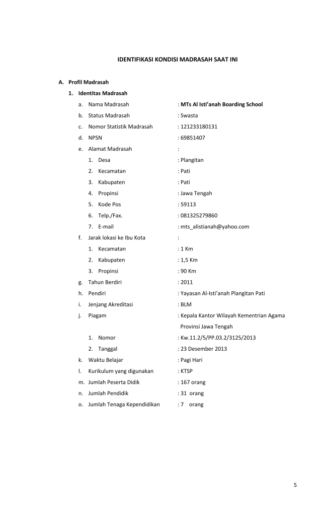 MTS Al Isti`anah Boarding School (MTs-IBS) - annibuku.com